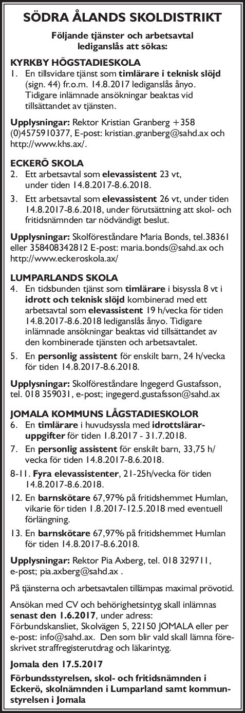 Tjänster och arbetsavtal | Nya Åland